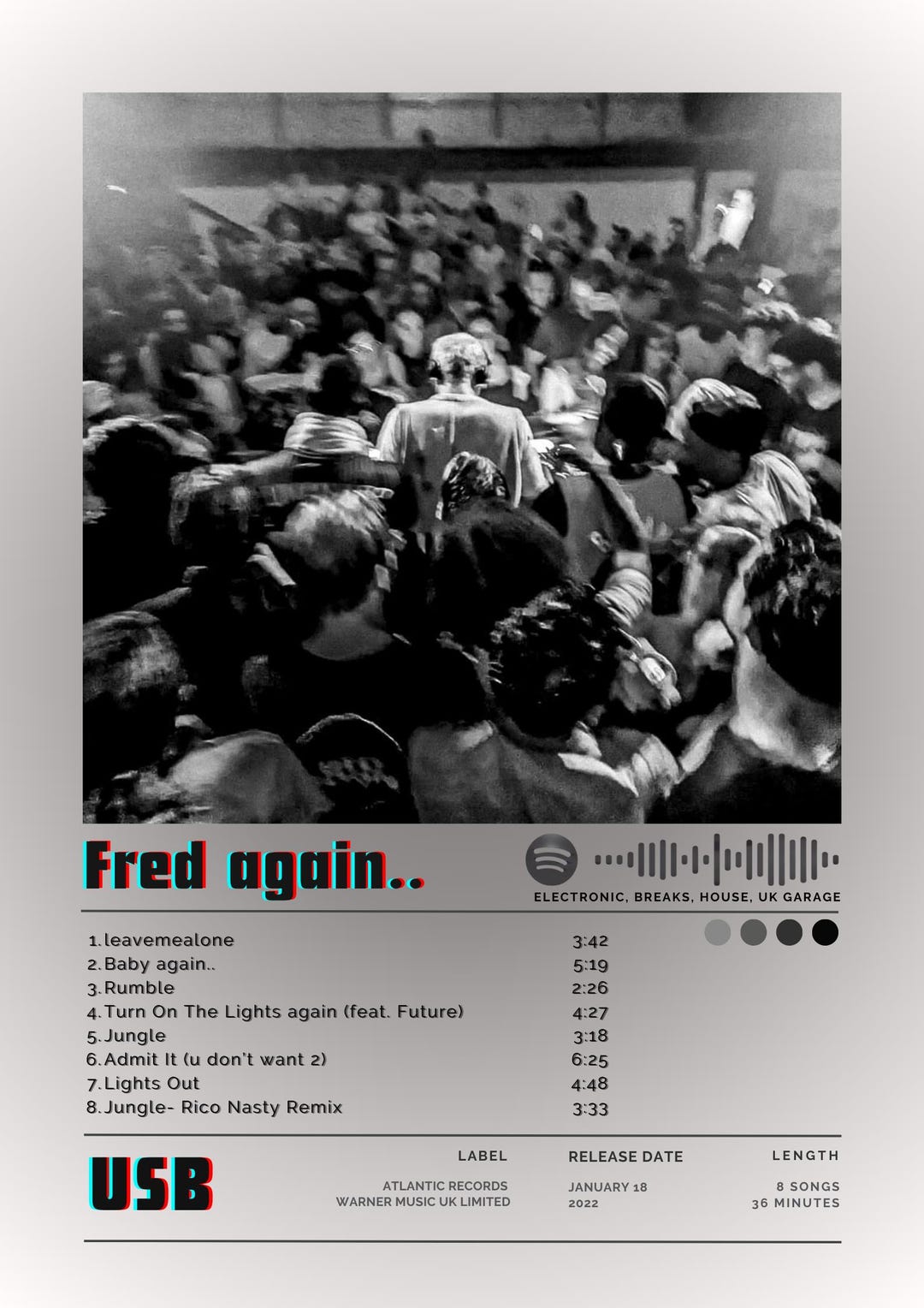 Fred Again... | USB | Album Cover Print Poster | Wall Art | Artwork ...