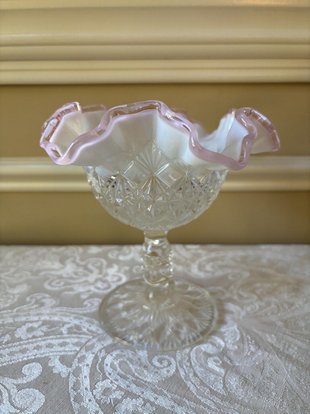 Fenton Glass Compote With Ruffled Edge - Etsy