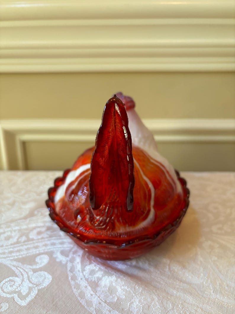 Orange and White Marble Glass Hen on a Nest - Etsy