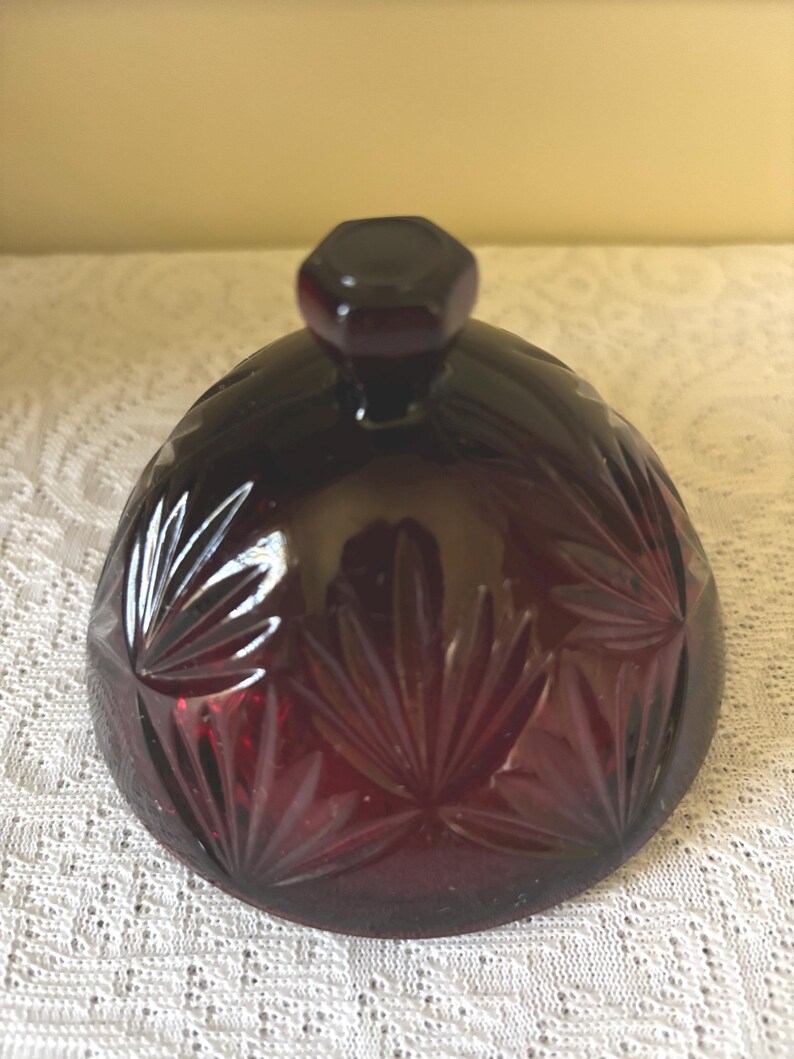 Vintage Glass Luminarc Ruby Red Egg Shaped Pedestal Candy Dish With Lid ...