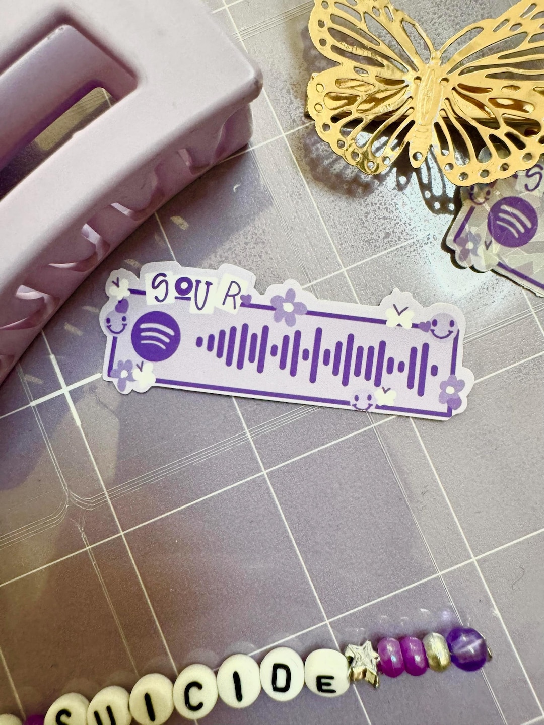 Olivia Rodrigo Inspired SOUR Spotify Code 2 Handmade Waterproof Vinyl ...