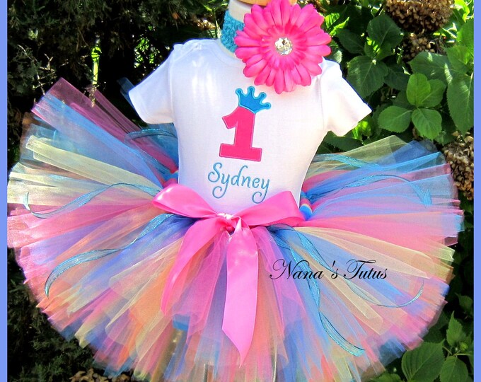 CUSTOM Birthday Number, Princess Crown, Multi Color, Party Outfit,tutu ...