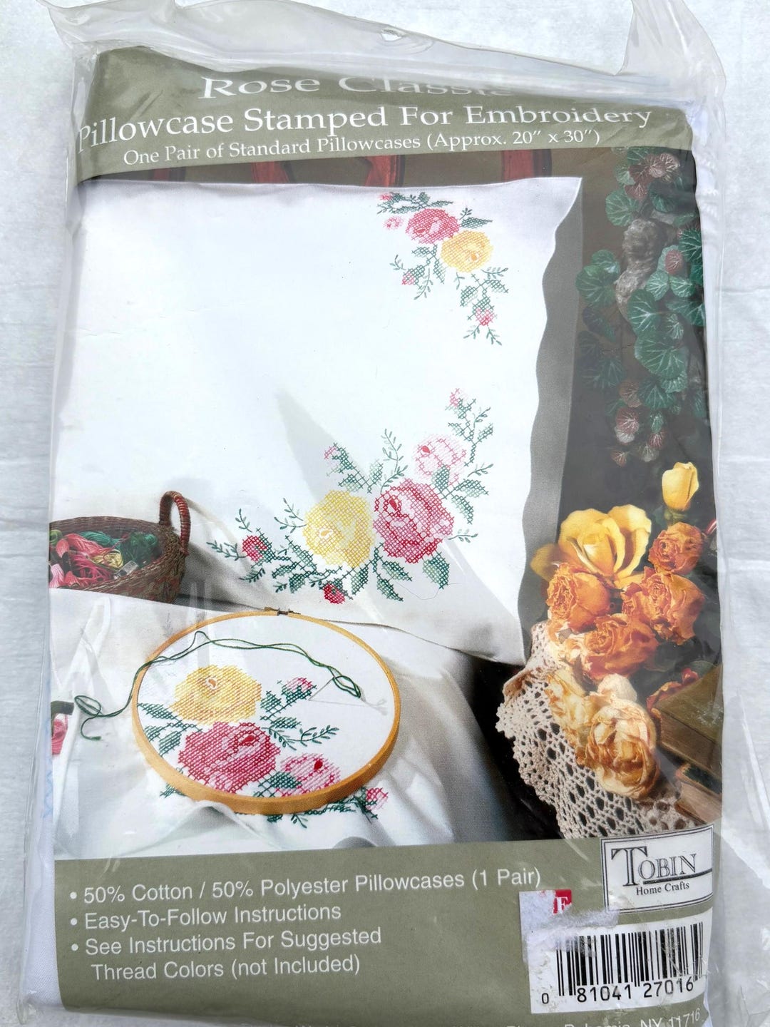 Tobin Classic Rose Stamped Cross Stitch Pillowcases. Package of 2. - Etsy