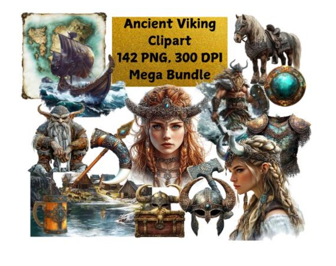 Watercolor Viking Clipart, 42 Viking Png, Viking Cutfile, Scandinavian ...
