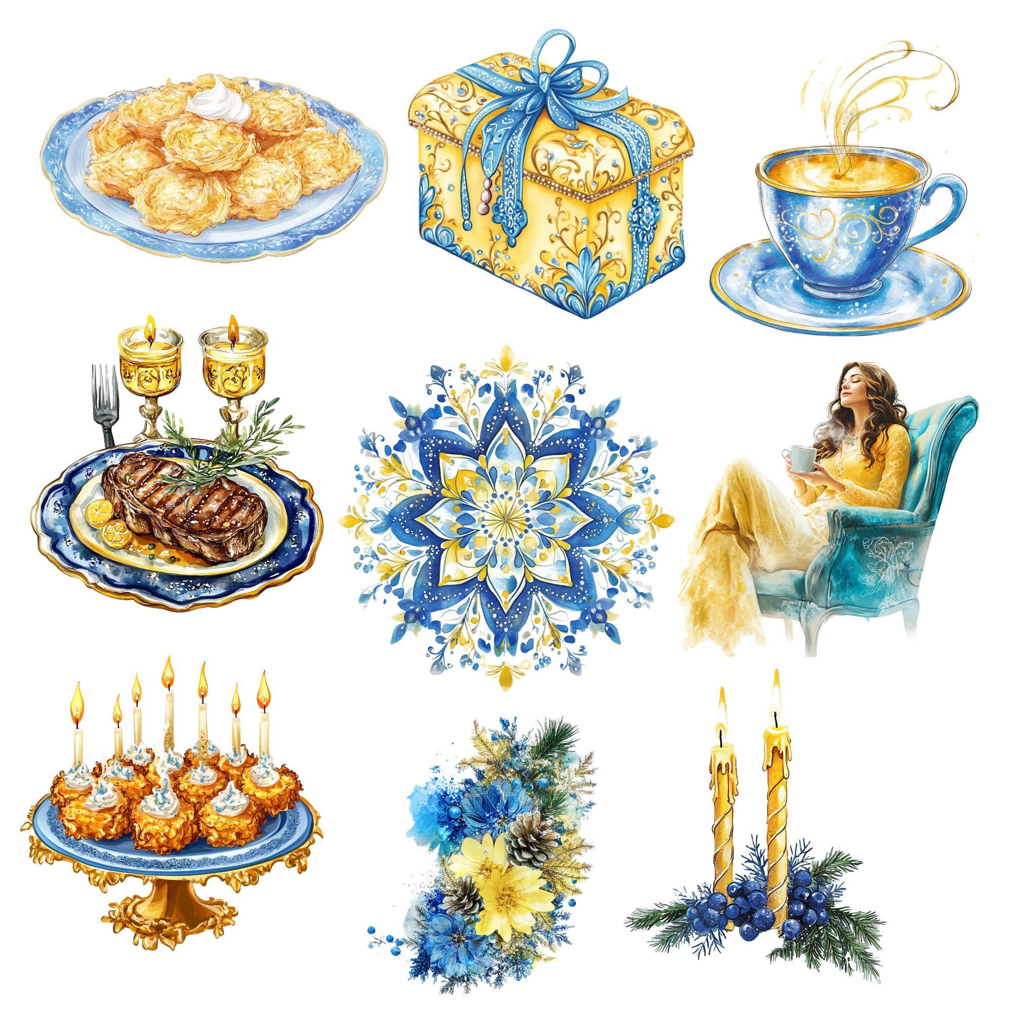 Hanukkah Bundle PNG, Jewish Holiday PNG, Chanukah Gift, Menorah ...