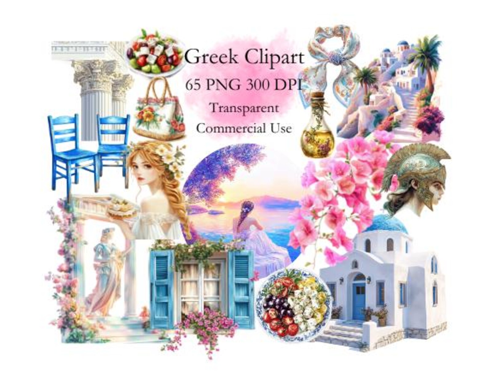 Greek Clipart 65 PNG, Travel, Greece, Europe, Clipart Bundle, Landscape ...
