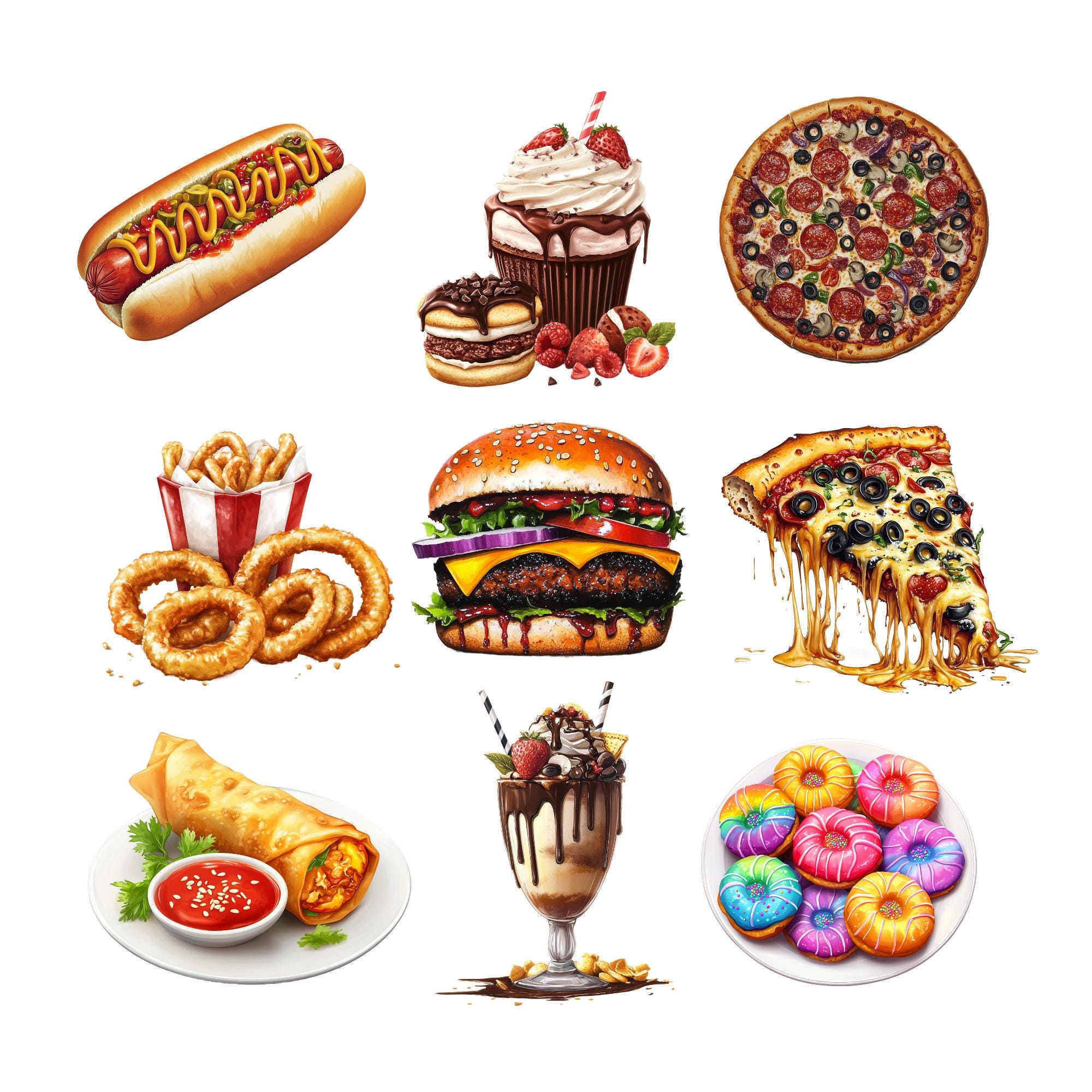 Junk Food Clipart Bundle: 65 PNG Graphics (commercial Use) - Etsy