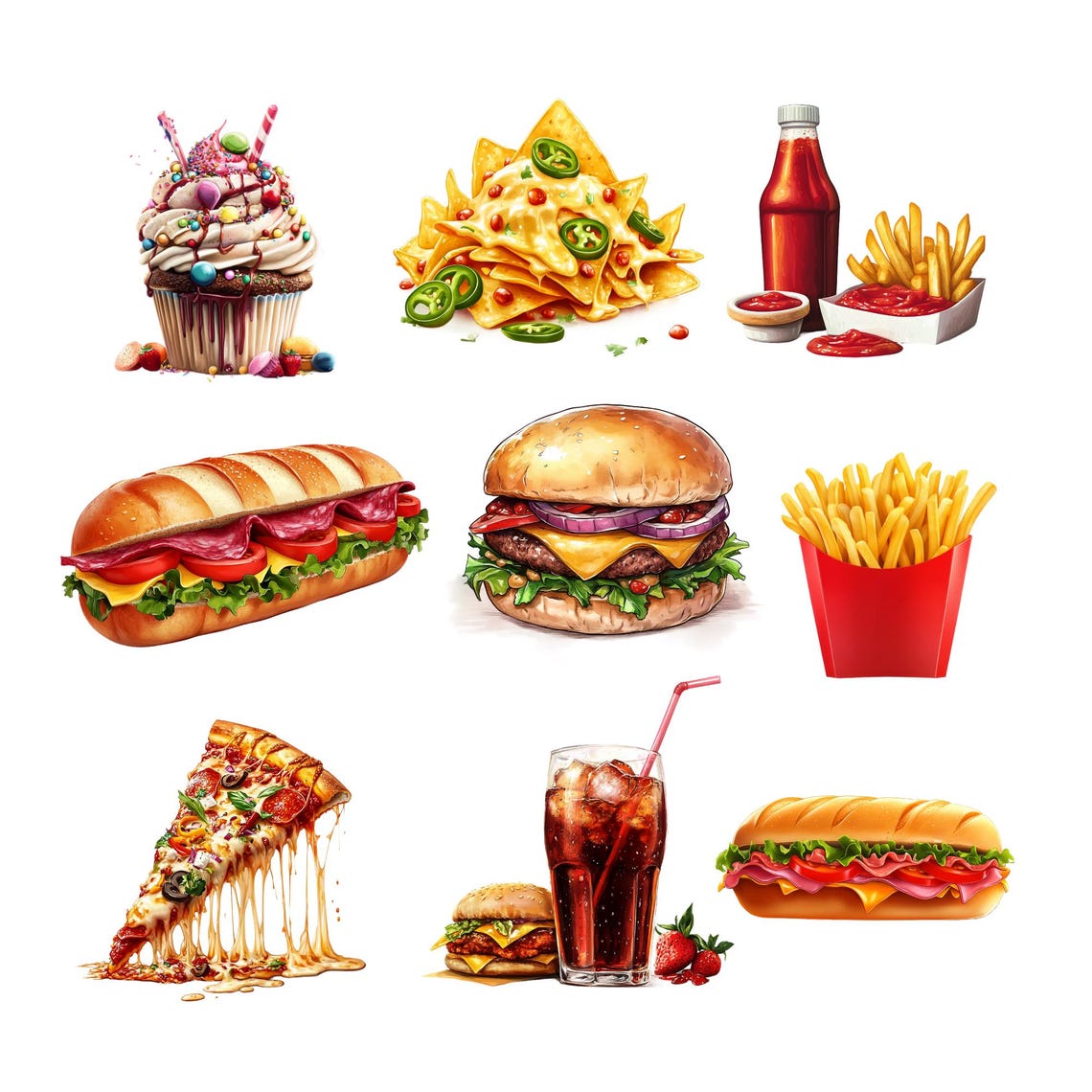 Junk Food Clipart Bundle: 65 PNG Graphics (commercial Use) - Etsy