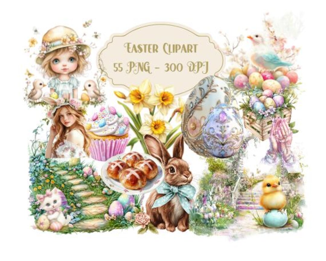 Easter Clipart: Springtime Pastel PNG Graphics (digital Download) - Etsy