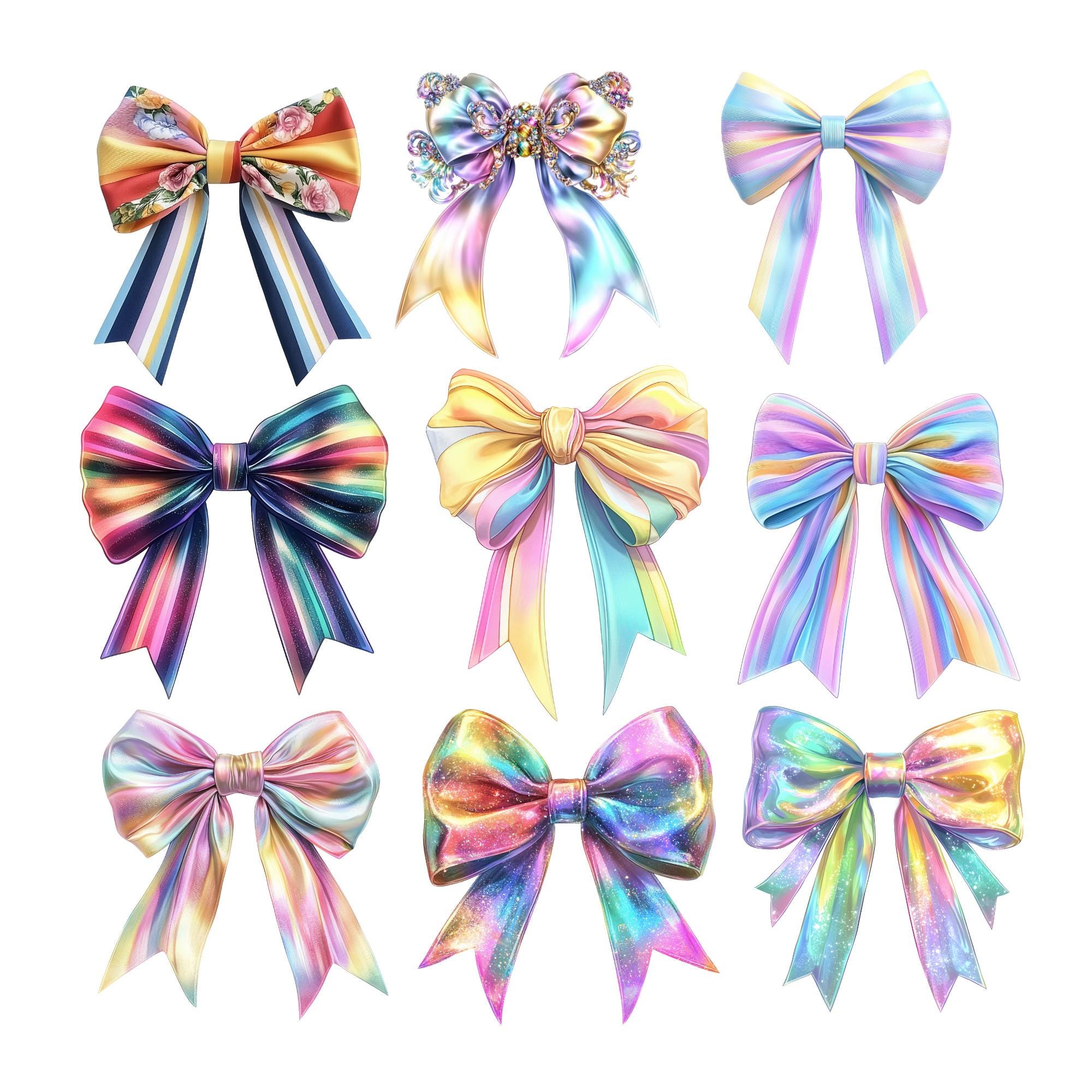 Rainbow Coquette Bow Clipart: 50 PNG Graphics (digital Download) - Etsy