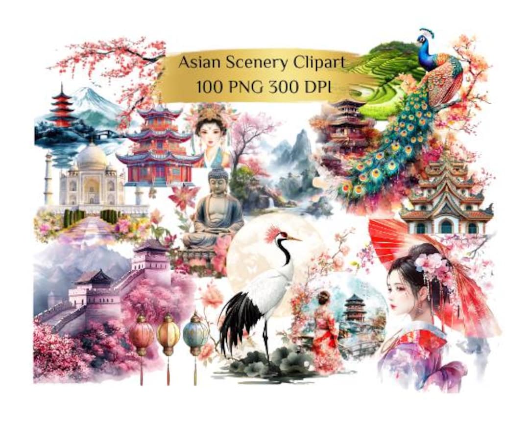 Asian Scenery Clipart 100 PNG, Chinese, Japanese, Bali for Collage, Art ...