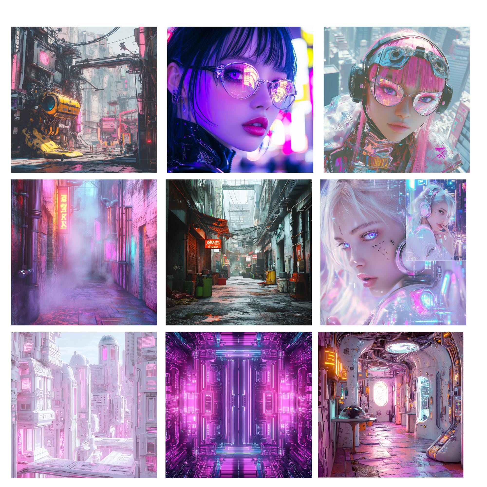 Cyberpunk Backgrounds Digital Paper, Scrapbook Pages, Backgrounds for ...
