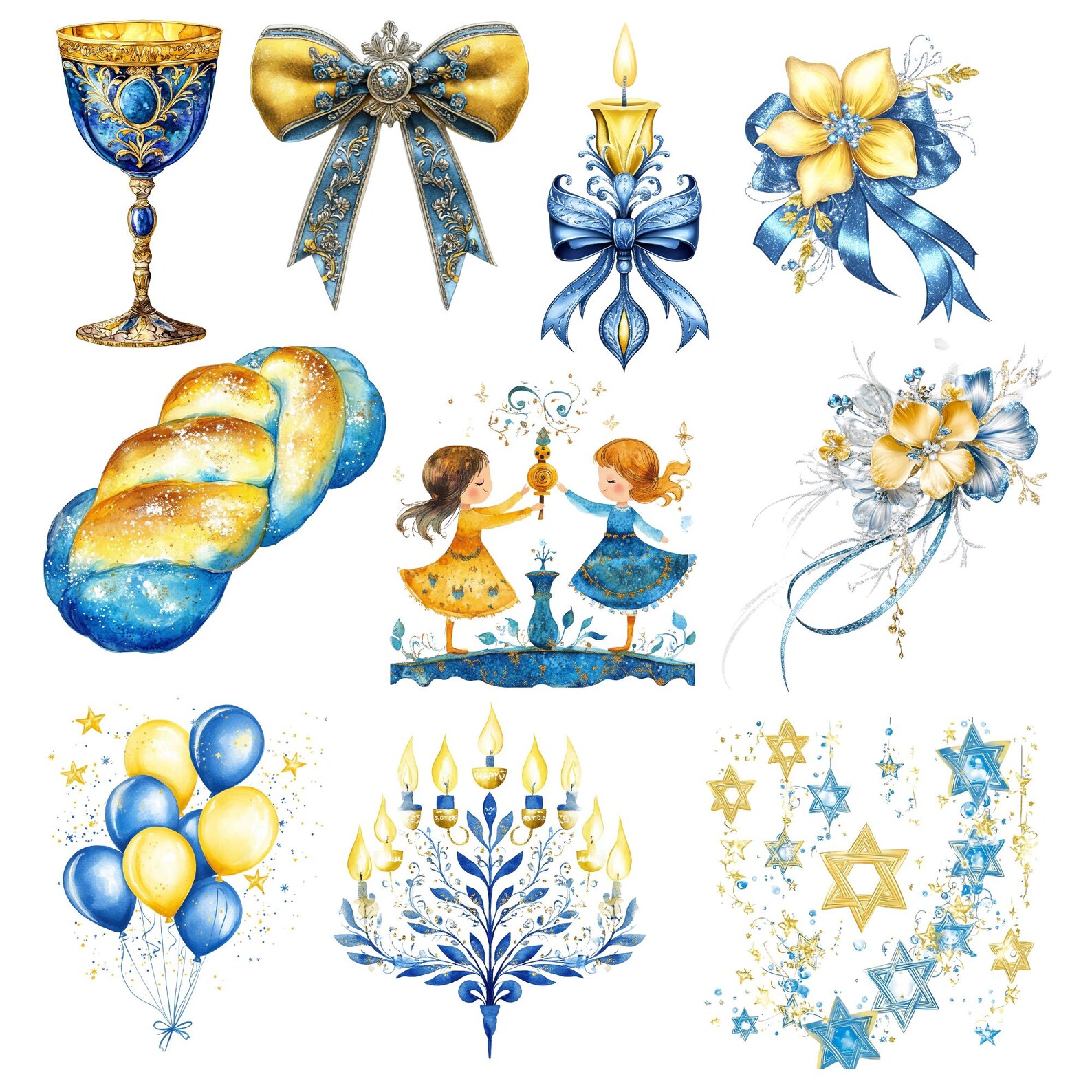 Hanukkah Bundle PNG, Jewish Holiday PNG, Chanukah Gift, Menorah ...