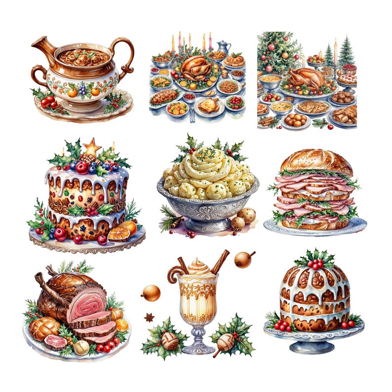 Christmas Holiday Food Clipart Bundle 50 PNG Digital Download ...