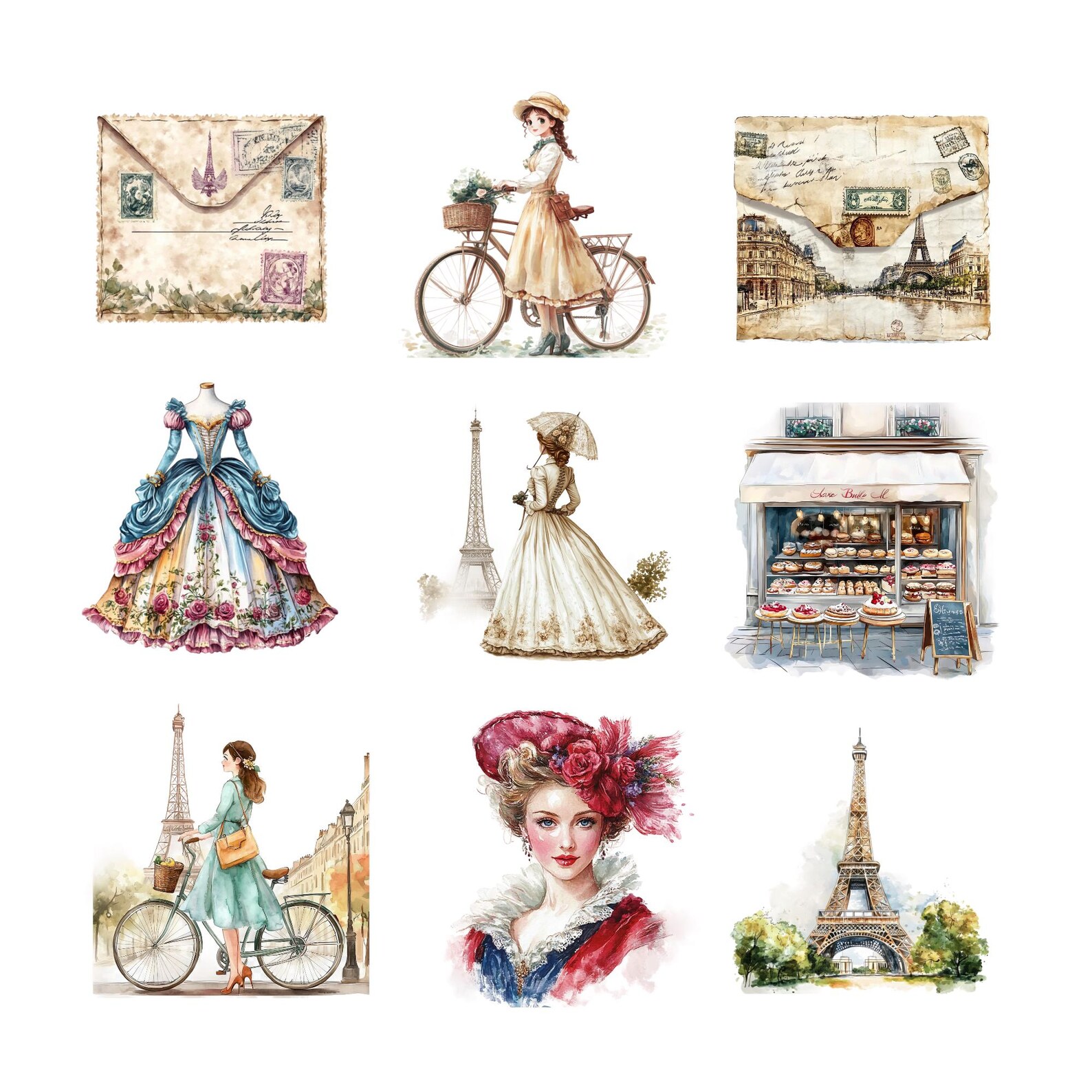 French Clipart Bundle 60 PNG - Kings, Queens, Cakes, Macarons for ...