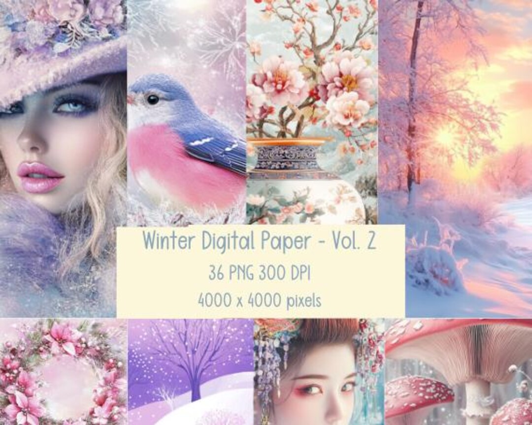 Winter Wonderland Digital Paper: Snowy Scrapbook Designs (digital ...