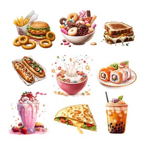 Junk Food Clipart Bundle: 65 PNG Graphics (commercial Use) - Etsy