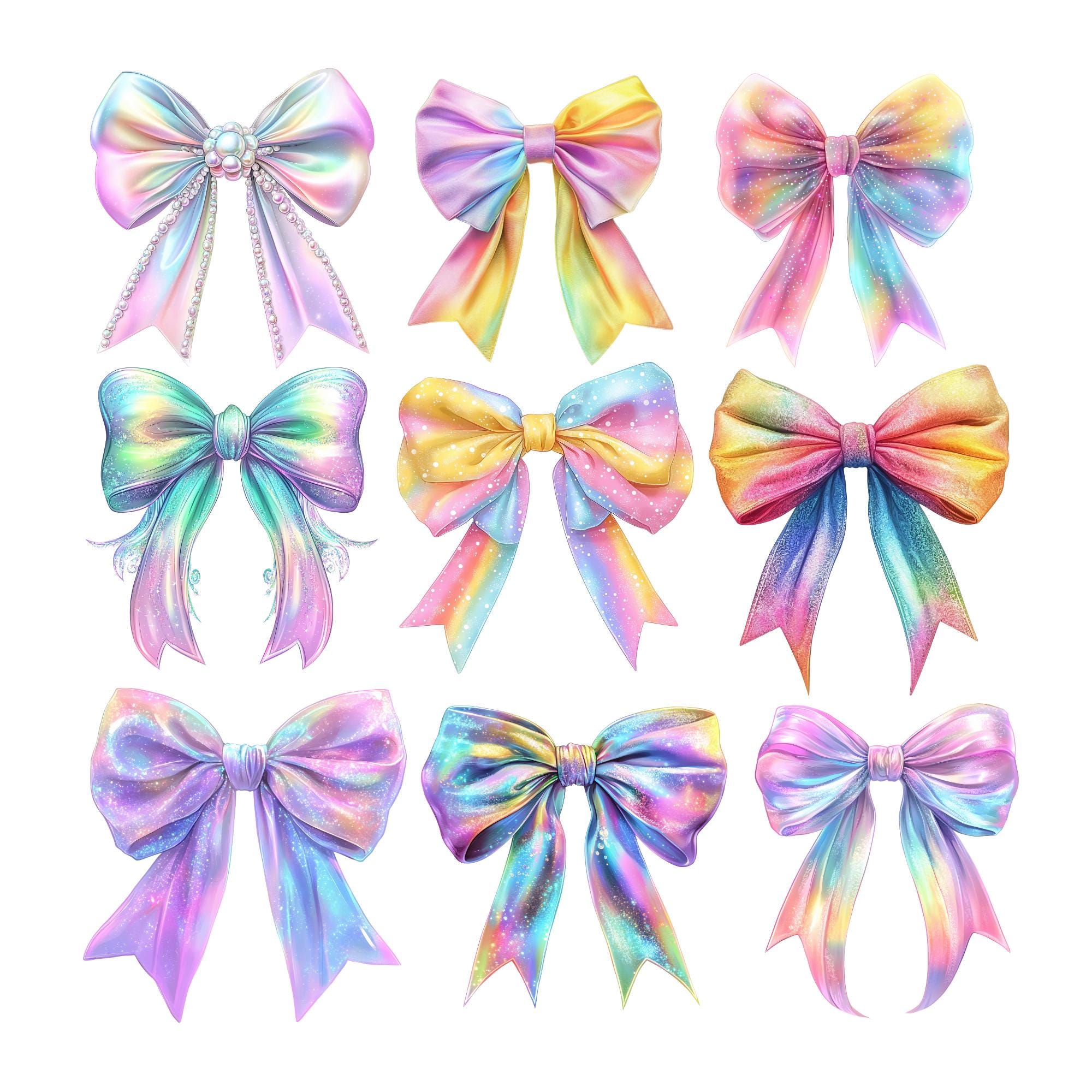 Rainbow Coquette Bow Clipart: 50 PNG Graphics (digital Download) - Etsy