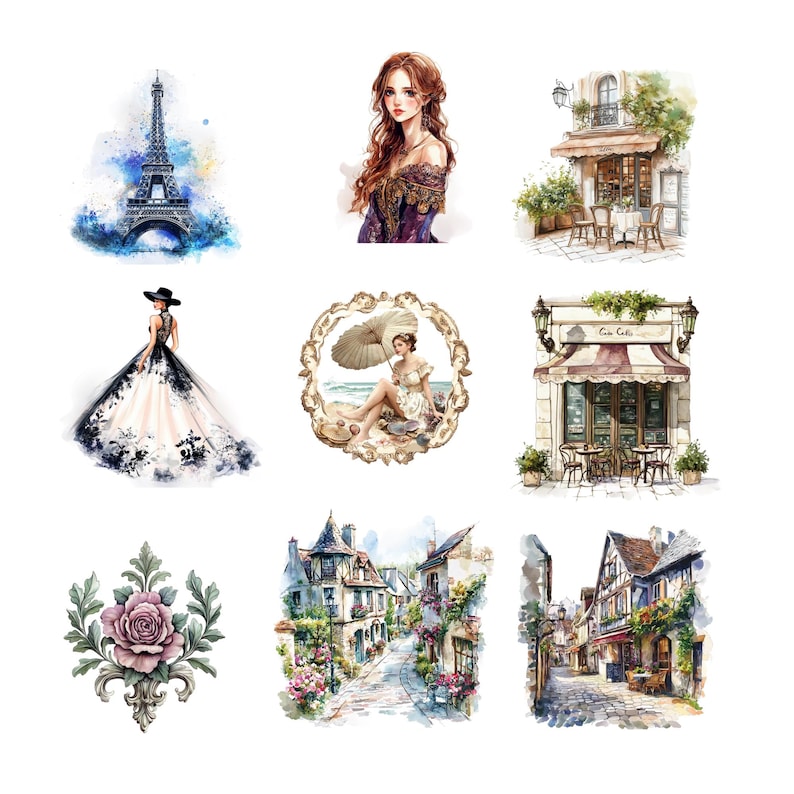 French Clipart Bundle 60 PNG - Kings, Queens, Cakes, Macarons for ...