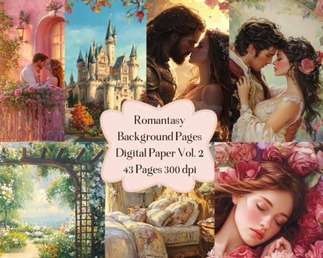 Romantasy Backgrounds Digital Paper Set 2 - Romantic, Medieval, Gothic ...