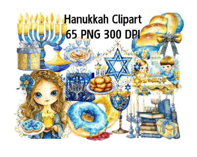 Hanukkah Bundle PNG, Jewish Holiday PNG, Chanukah Gift, Menorah ...