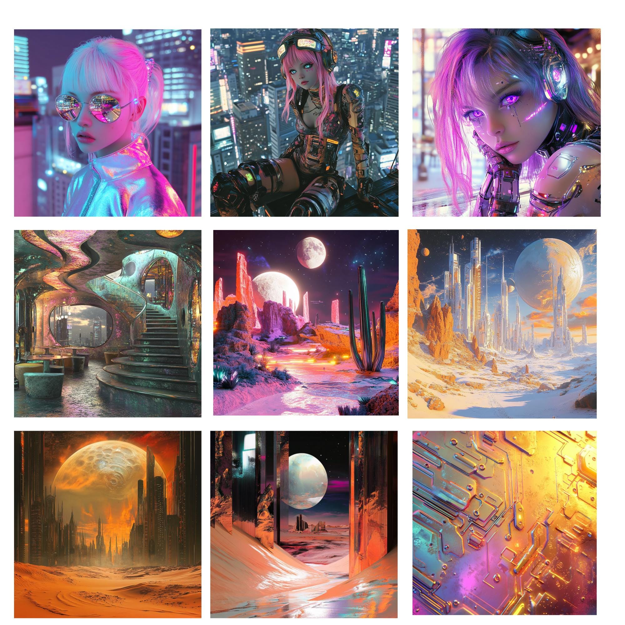 Cyberpunk Backgrounds Digital Paper, Scrapbook Pages, Backgrounds for ...