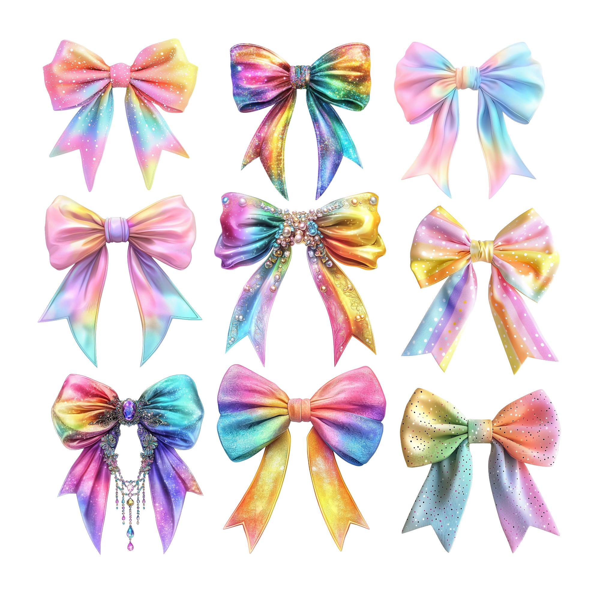 Rainbow Coquette Bow Clipart: 50 PNG Graphics (digital Download) - Etsy
