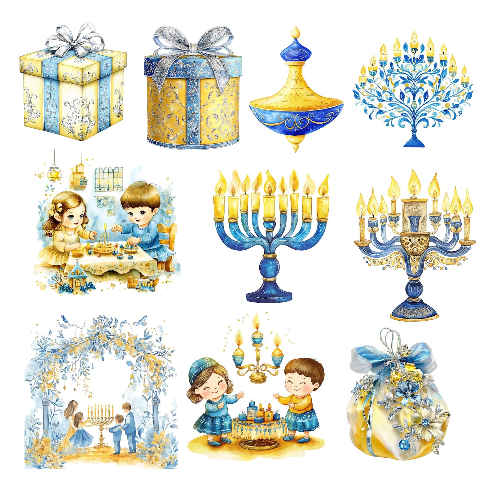 Hanukkah Bundle PNG, Jewish Holiday PNG, Chanukah Gift, Menorah ...