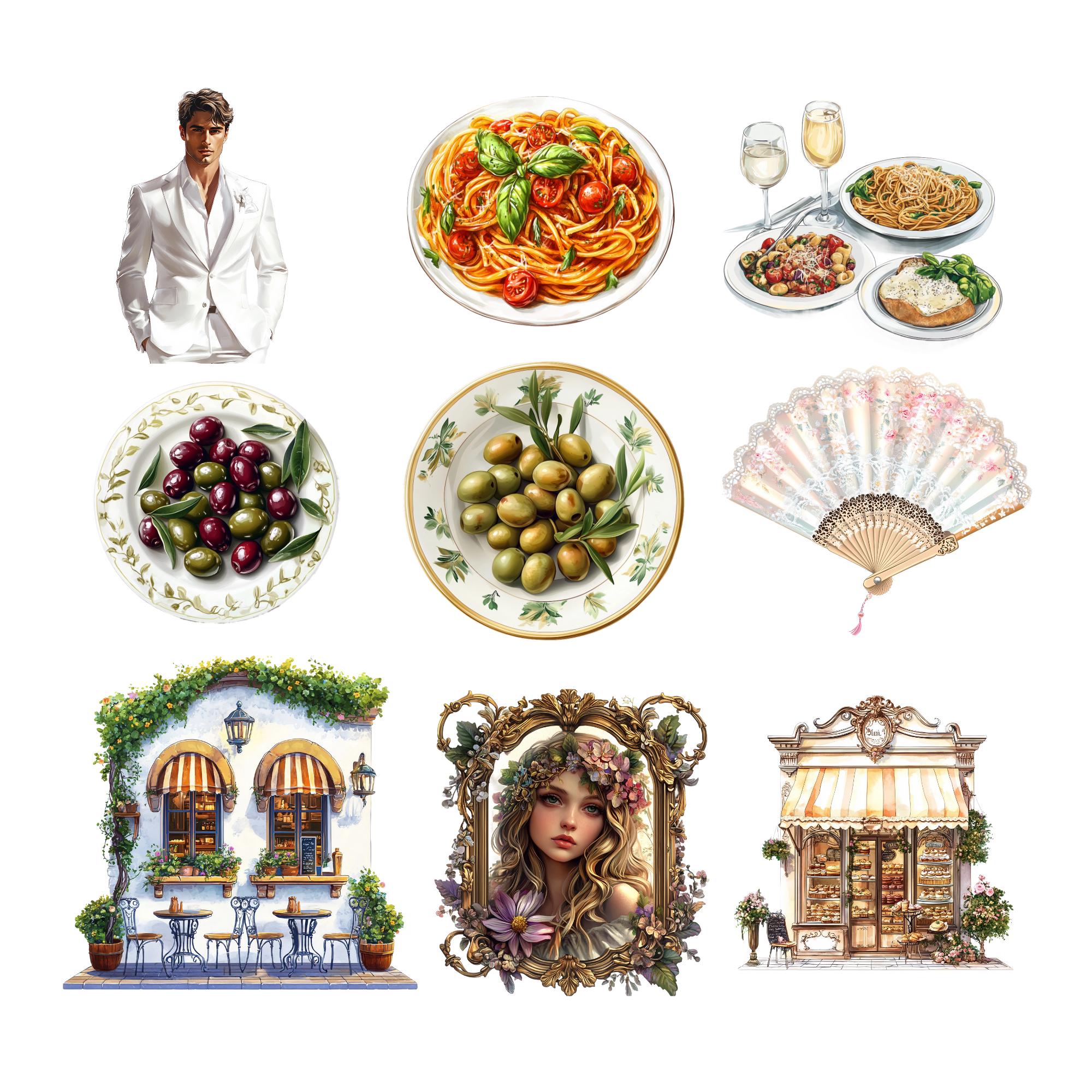 Italian Clipart Bundle 60 PNG - Italy Travel, Food, for Planners ...