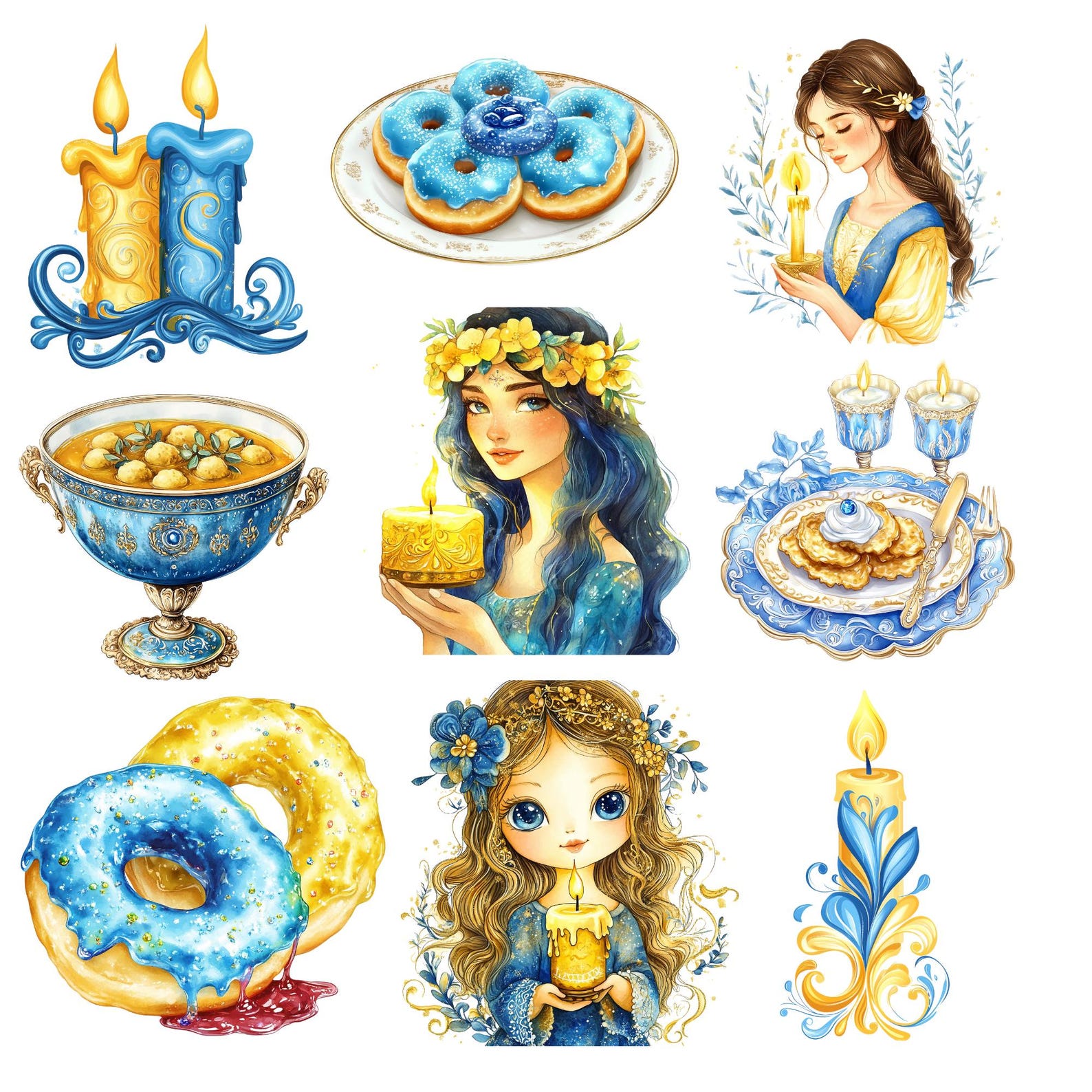 Hanukkah Bundle PNG, Jewish Holiday PNG, Chanukah Gift, Menorah ...