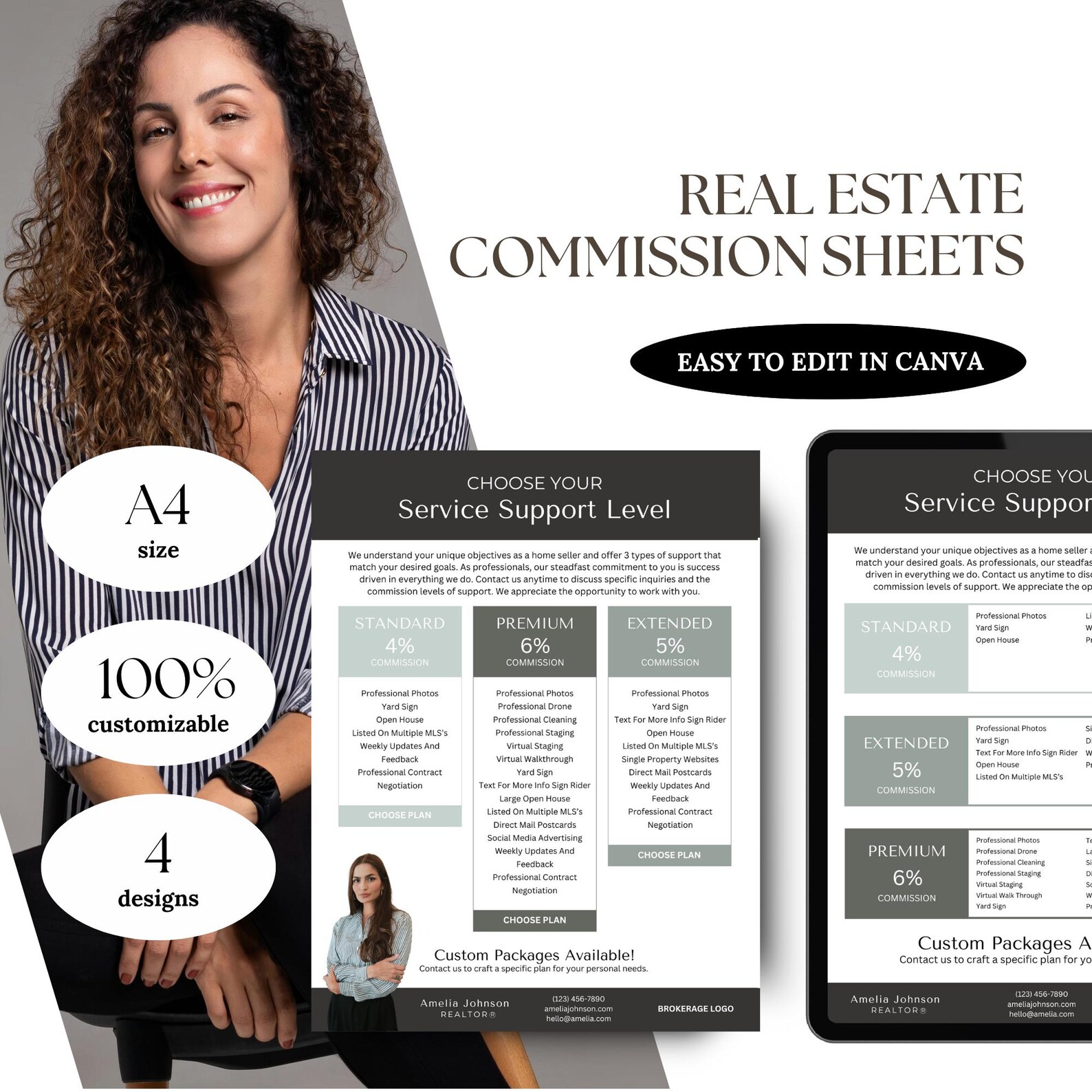 Real Estate Commission Sheets, Real Estate Marketing Template, Listing ...