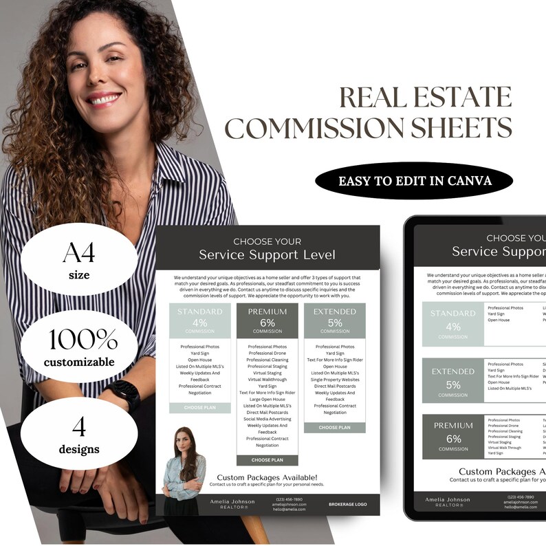 Real Estate Commission Sheets, Real Estate Marketing Template, Listing ...