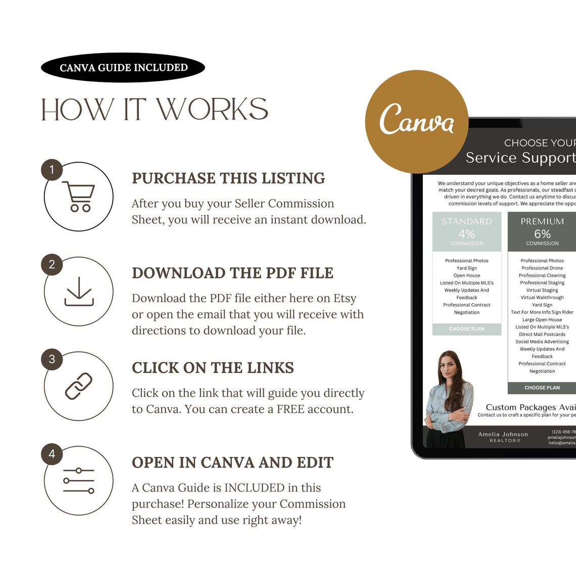 Real Estate Commission Sheets, Real Estate Marketing Template, Listing ...