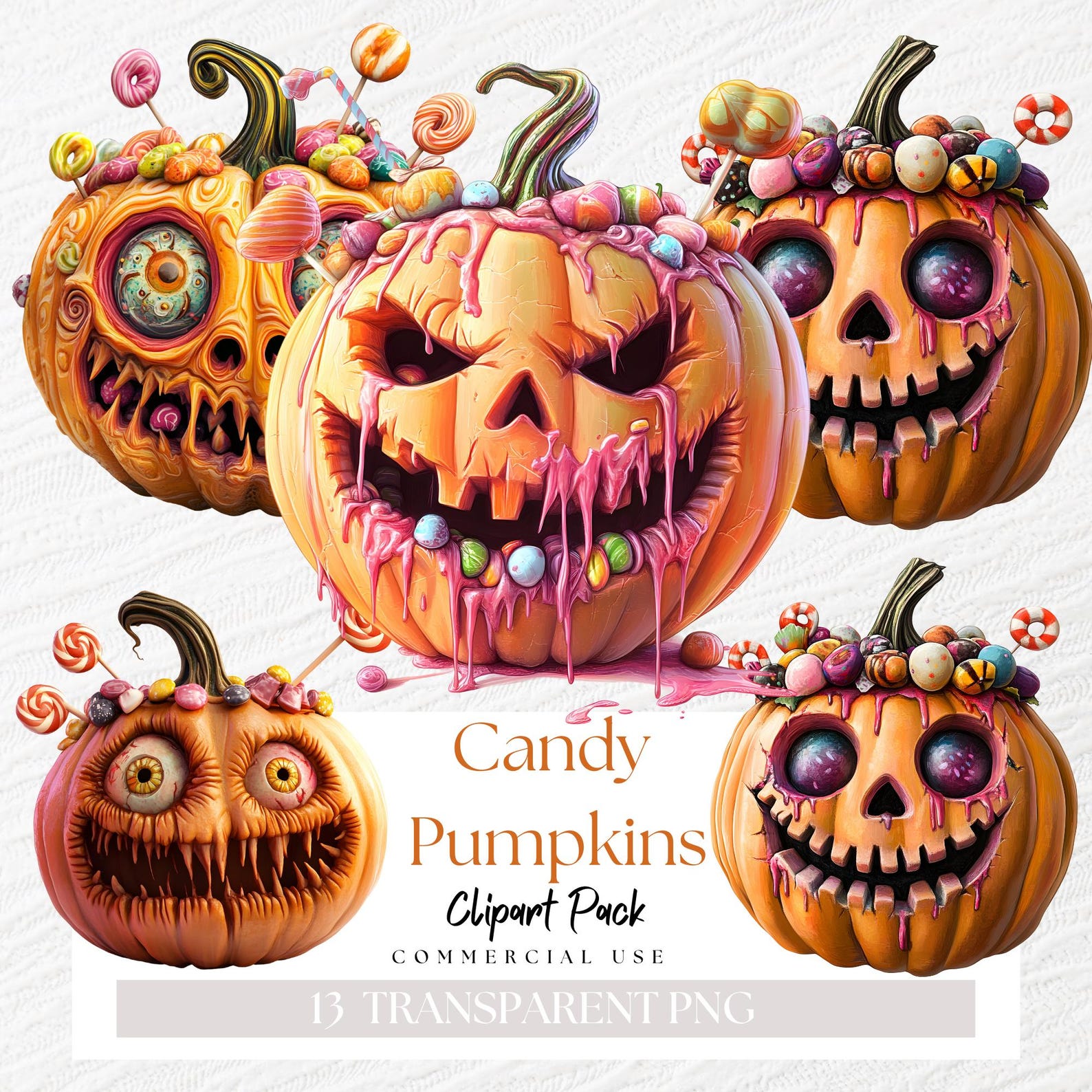 Candy Pumpkin Clipart, Jack O Lantern Png, Cute Halloween Clipart ...