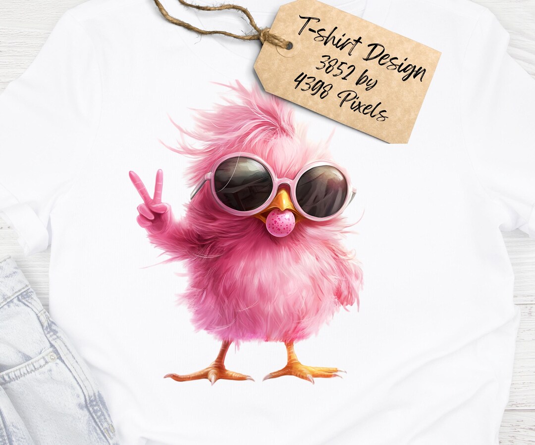 Retro Easter Chick Blowing Bubble PNG, Glam Pink, Easter Chick ...