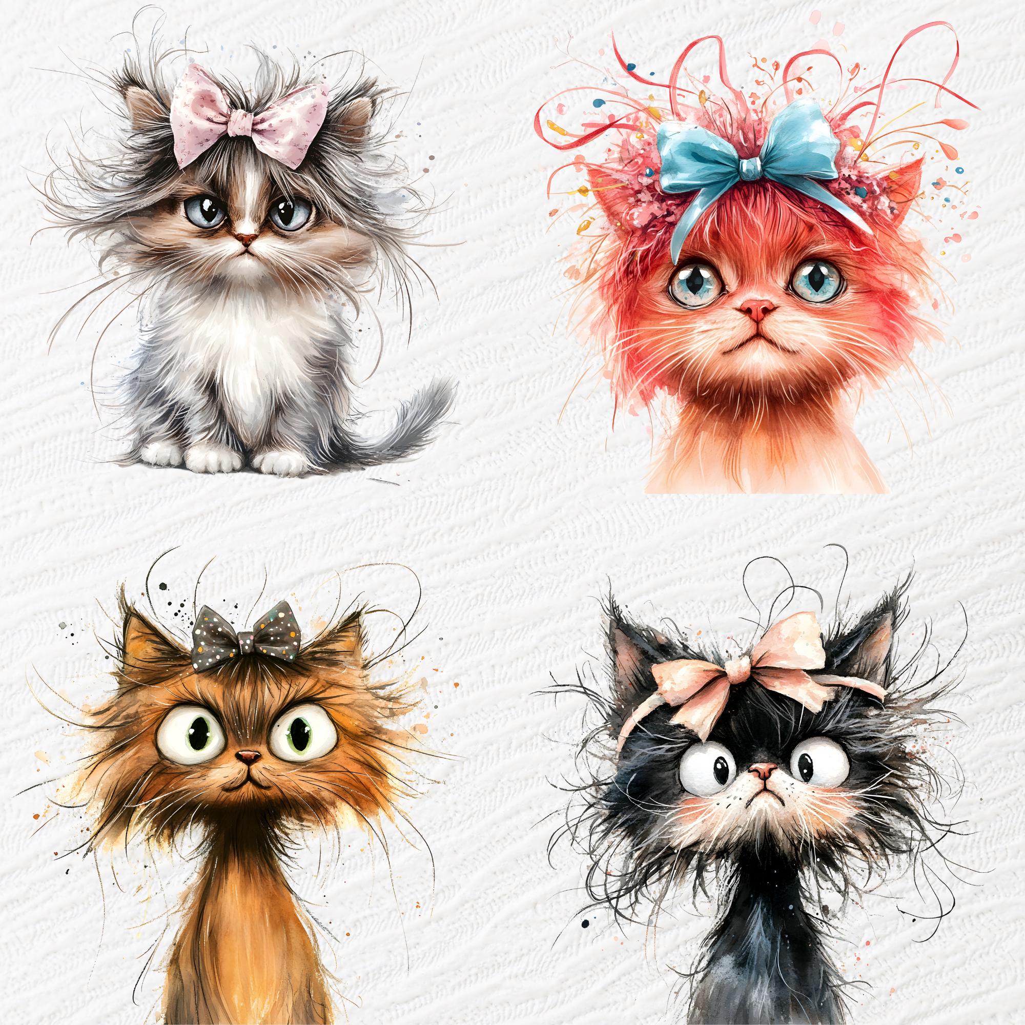 Frazzled Cat Clipart, Funny Cat Clip Art, Grumpy Moody Kitten Images ...