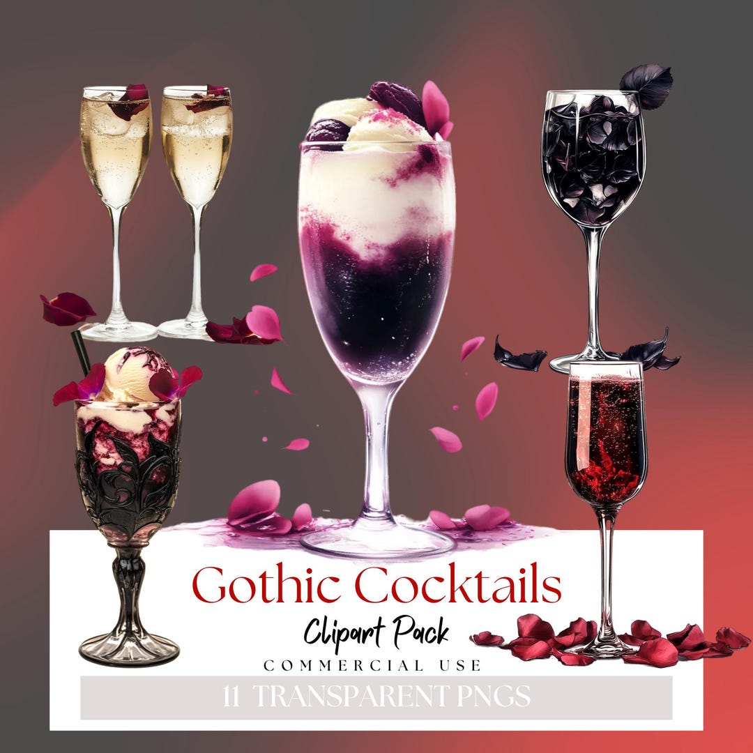 Gothic Cocktails Clipart, Halloween Cocktails Png, Halloween Bar Drinks ...