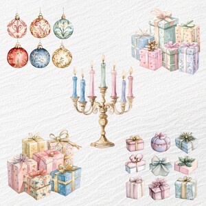 Rococo Christmas Clip Art, Pastel Colours, Floral Vintage Victorian ...