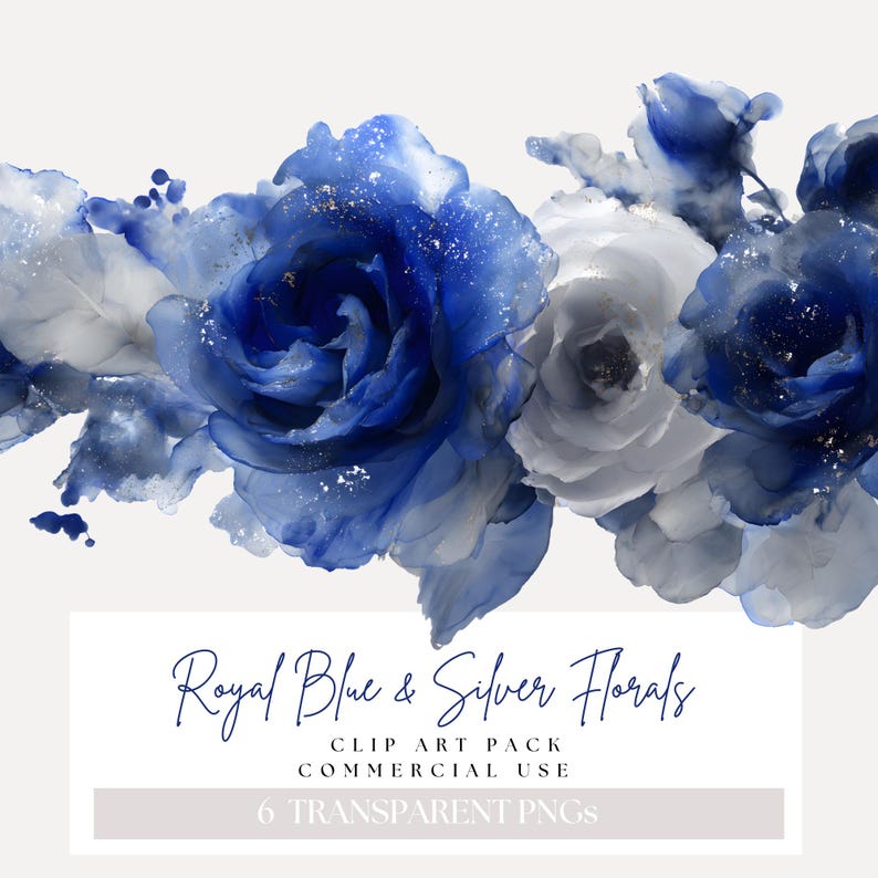 Royal Blue and Silver Background, Royal Blue Silver Glitter Floral ...