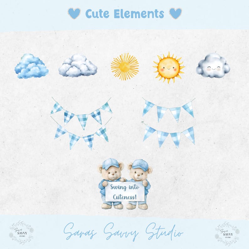 Golf Baby Shower Clipart, Cute Blue Sports Baby Shower Clip Art, Golf ...