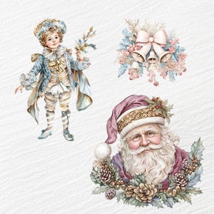 Rococo Christmas Clip Art, Pastel Colours, Floral Vintage Victorian ...