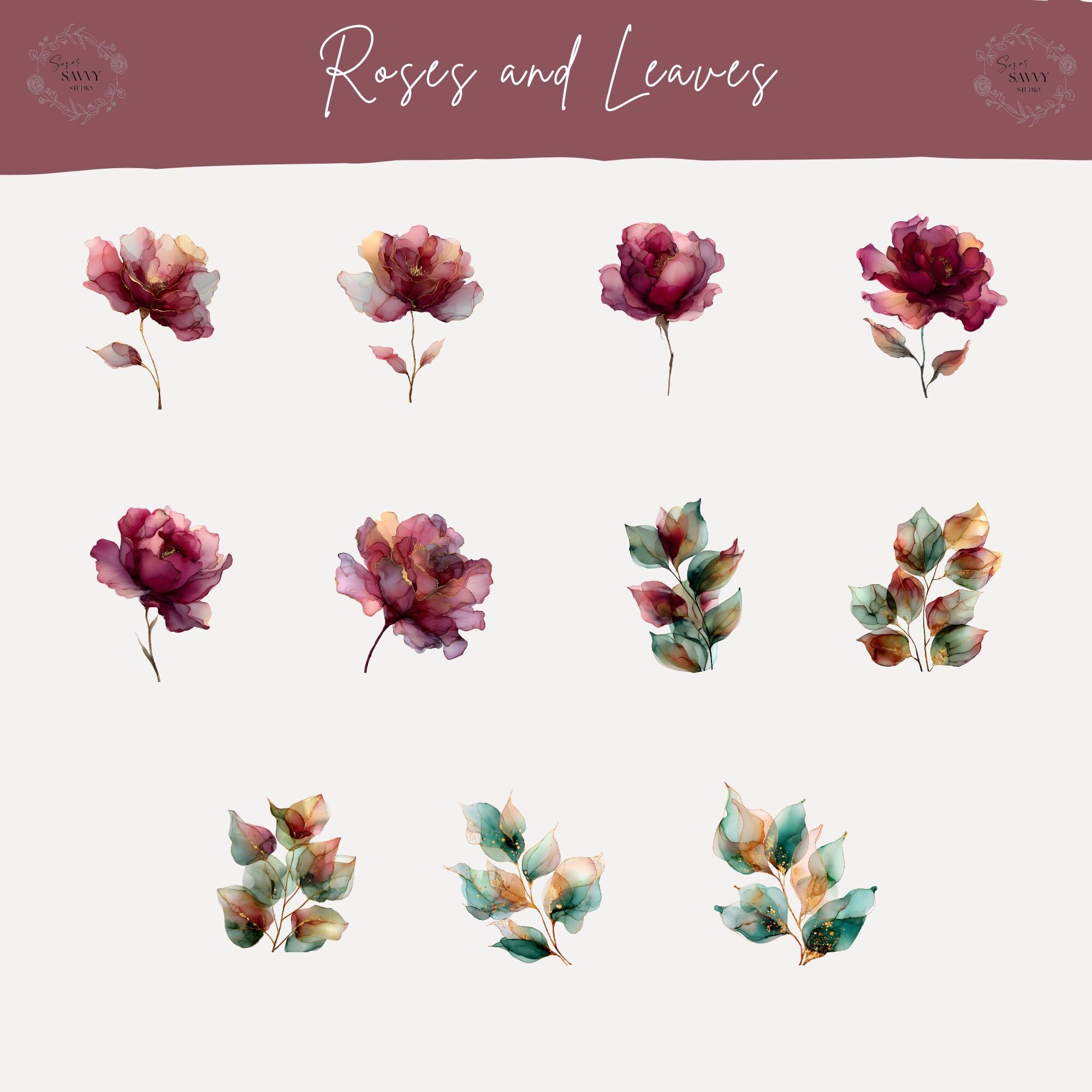 Burgundy and Rose Gold Floral Frames, Burgundy and Rose Gold Floral ...