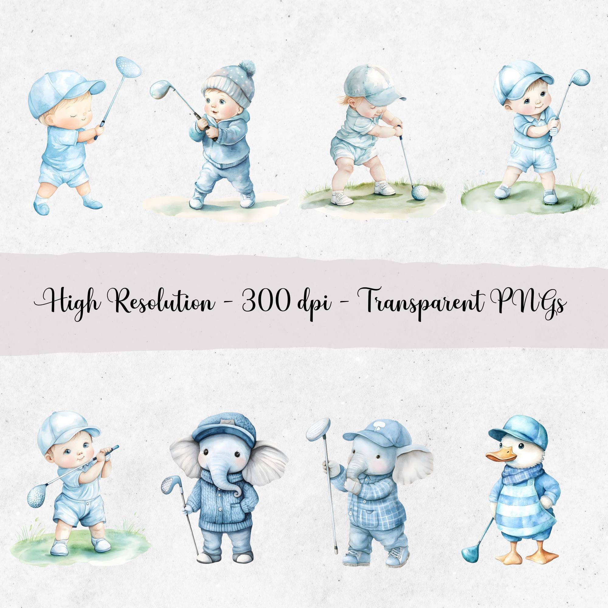 Golf Baby Shower Clipart, Cute Blue Sports Baby Shower Clip Art, Golf ...
