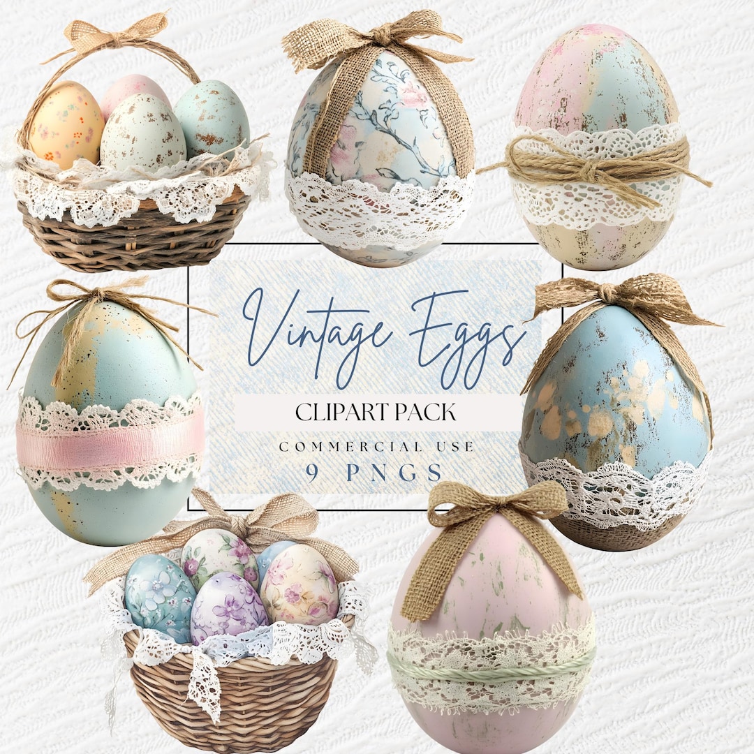 Vintage Easter Eggs Clipart, Easter Ornament Png, Pastel Clip Art ...