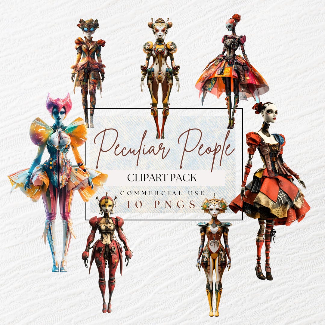 Peculiar People Clip Art, Quirky Robot Dolls, Halloween Clipart ...