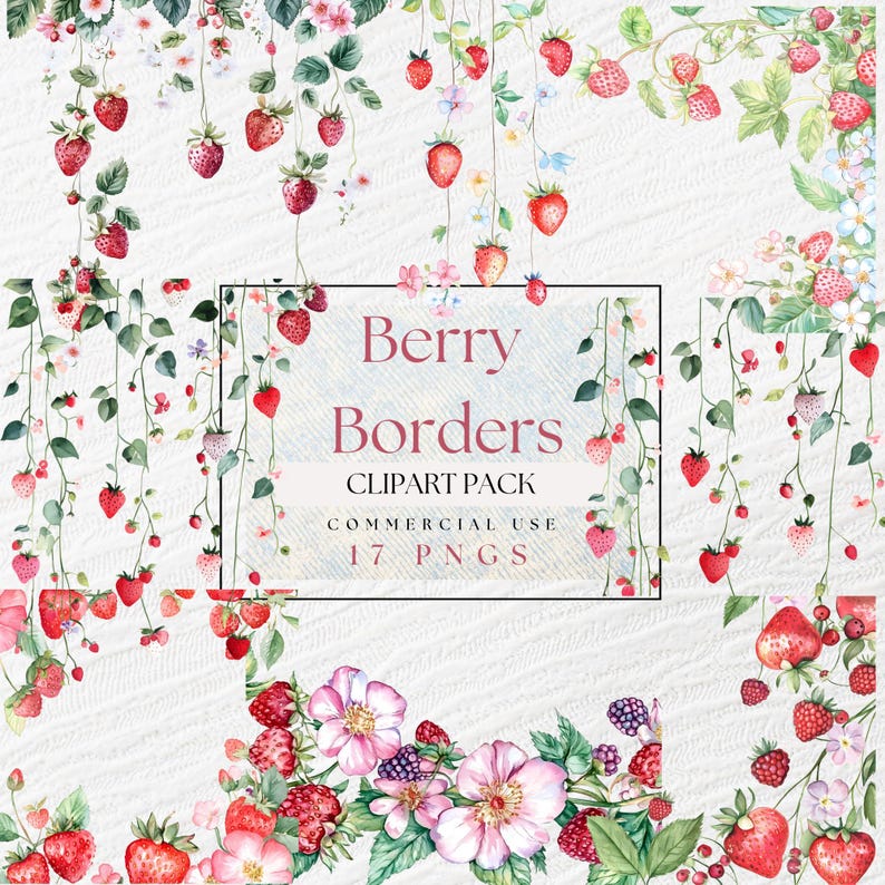 Berry Sweet Baby Shower PNG, Berry Flower Borders, Strawberry Clip Art ...