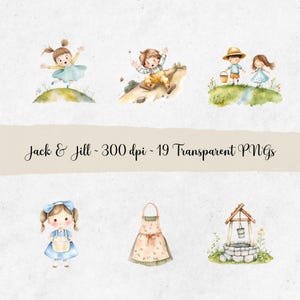 Watercolor Nursery Rhyme Clipart, Nursery Rhyme PNG, Jack and Jill ...