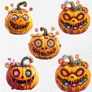 Candy Pumpkin Clipart, Jack O Lantern Png, Cute Halloween Clipart ...