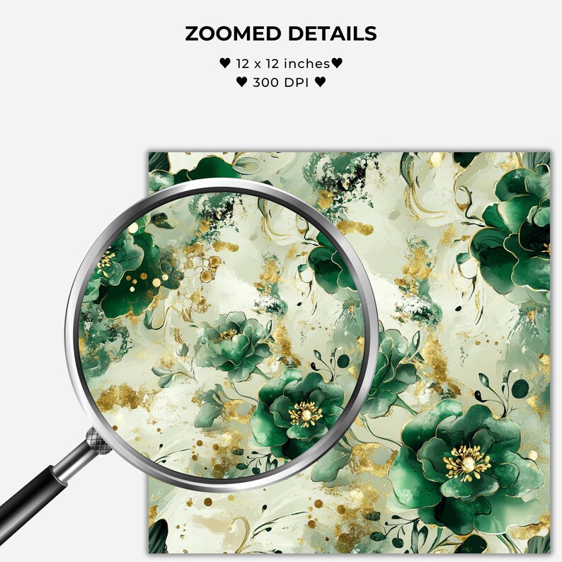 Emerald Green and Gold Digital Paper, Seamless, 28 12x12" Files ...