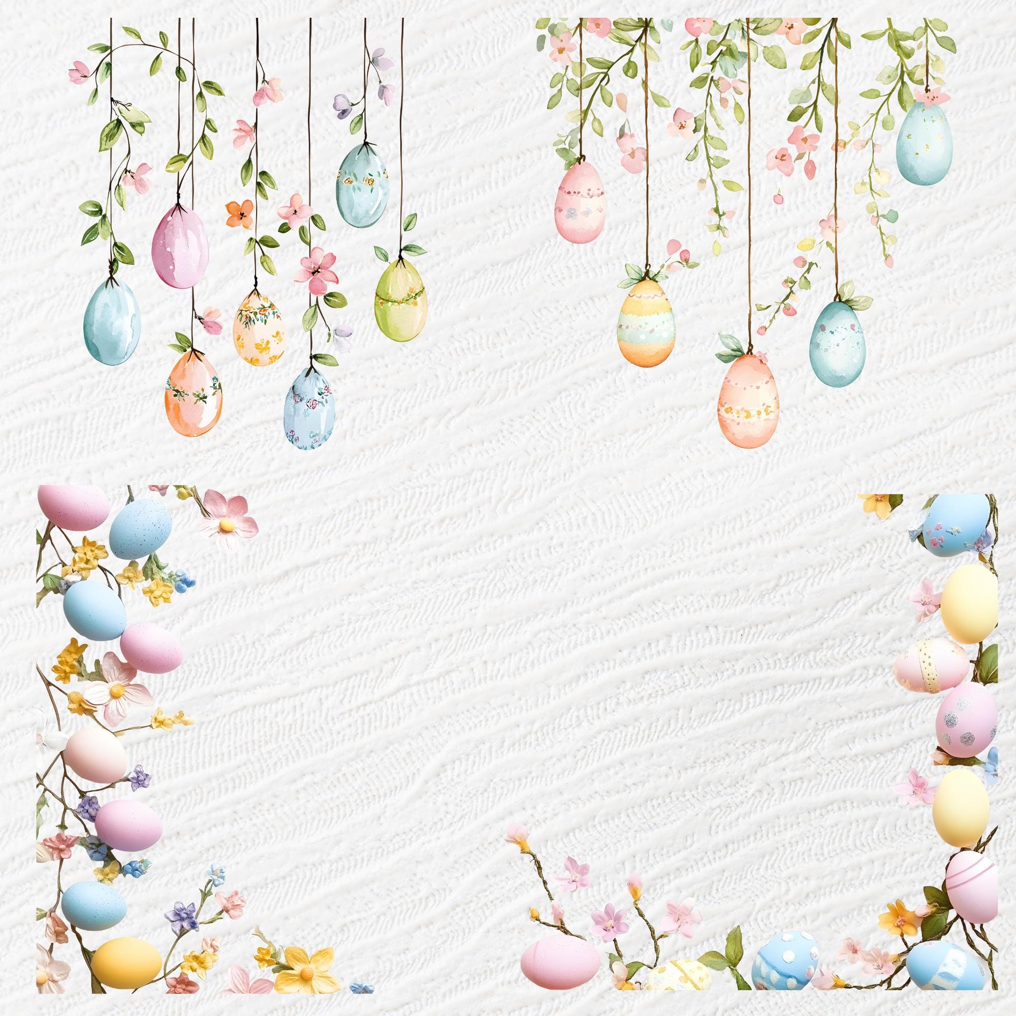 Easter Egg Border Frame Clip Art, Hanging Garland Clipart, Easter Eggs ...